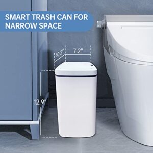 BIGEBAN Bathroom Touchless Trash Can with Lids 3.5 Gallon Automatic Motion Sensor Trash Can, Slim Smart Garbage Can for Bathroom, Kitchen, Office, Bedroom, Living Room, Toilet