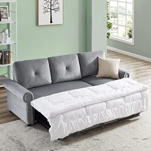 RUNWON 83" Sleeper Sofa Bed Convertible Sectional, 3-Seater L-Shape Corner Couch with Storage Chaise for Living Room Apartment, Gray