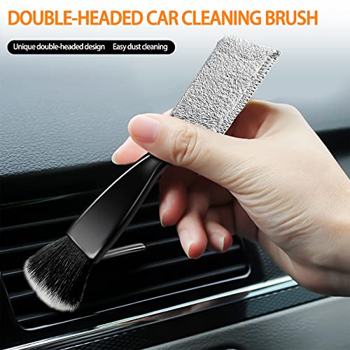 Wazzh 2 Packs Multi Function car Detail Brush with Microfiber Towels for Cars, car Detailing Supplies for Women, car Interior Cleaning Supplies fit for Air Vents, Dashboard