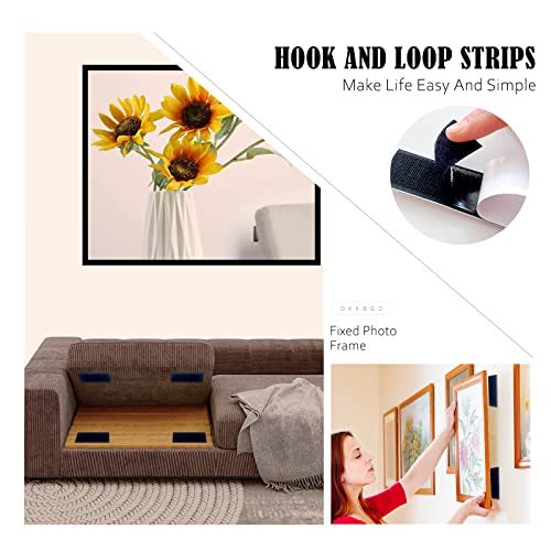 12 Sets 2x4 Inch Hook and Loop Strips with Adhesive, Industrial Strength Heavy Duty Sticky Back Fastener Tape for Fabric. Double Sided Self Adhesive Strip for Mounting, Picture Hanging, Black