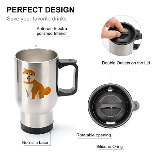 Cute Shiba Inu Akita Dog 14 Oz Travel Coffee Mug Stainless Steel Vacuum Insulated Cup with Lid