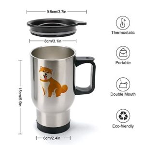 Cute Shiba Inu Akita Dog 14 Oz Travel Coffee Mug Stainless Steel Vacuum Insulated Cup with Lid