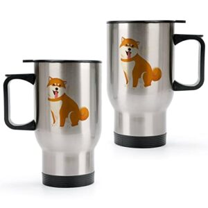 Cute Shiba Inu Akita Dog 14 Oz Travel Coffee Mug Stainless Steel Vacuum Insulated Cup with Lid