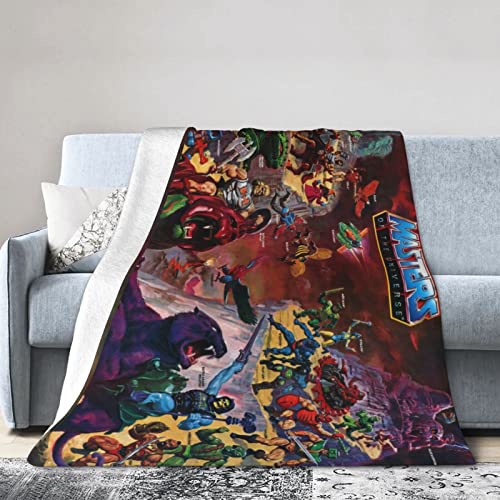 Pobecan He-Man and The Masters Anime of The Universe Blanket Throw Blankets Ultra Soft Flannel Lightweight Throws for Couch, Bed,All Seasons Use 80"x60"