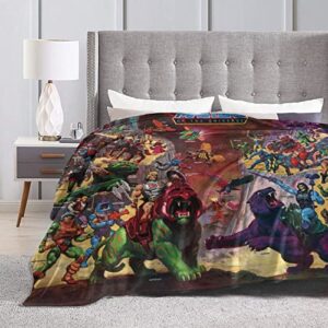 Pobecan He-Man and The Masters Anime of The Universe Blanket Throw Blankets Ultra Soft Flannel Lightweight Throws for Couch, Bed,All Seasons Use 80"x60"