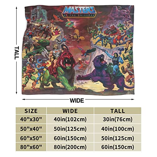 Pobecan He-Man and The Masters Anime of The Universe Blanket Throw Blankets Ultra Soft Flannel Lightweight Throws for Couch, Bed,All Seasons Use 80"x60"