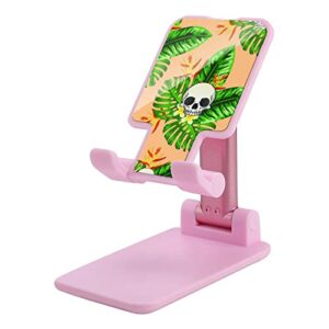 skull leaf pattern funny foldable desktop cell phone holder portable adjustable stand desk accessories