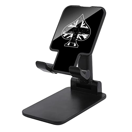 Black British Flag Spades Ace Poker Funny Foldable Desktop Cell Phone Holder Portable Adjustable Stand Desk Accessories