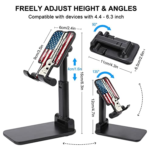 American Flag Guitar Funny Foldable Desktop Cell Phone Holder Portable Adjustable Stand Desk Accessories