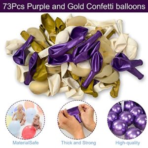 BBeitoo 73Pack Purple and Gold Balloon Arch Kit 12inch Dark Purple Gold White Balloons Metallic Purple Gold Balloons for Purple and Gold Party Decorations