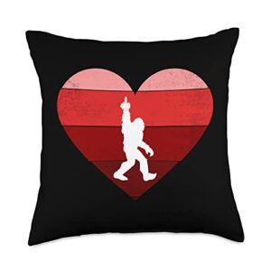 bigfoot valentine gifts men women retro valentines bigfoot middle finger sasquatch believe throw pillow, 18x18, multicolor