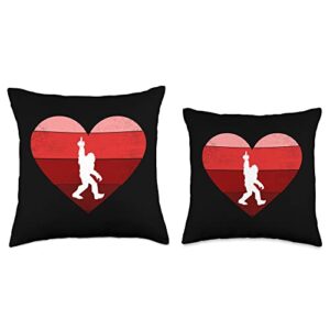 Bigfoot Valentine Gifts Men Women Retro Valentines Bigfoot Middle Finger Sasquatch Believe Throw Pillow, 18x18, Multicolor