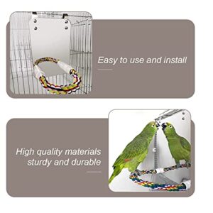 Bird Mirror Birdcage Perches Mirror Cotton Rope Standing Bar Claw Birdcage Chew Toy for Birdcage Stand Perch Budgie Parakeet Cockatiels