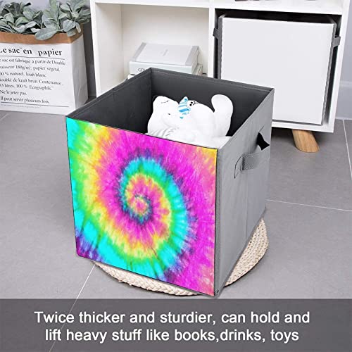 Spiral Tie Dye Large Cubes Storage Bins Collapsible Canvas Storage Box Closet Organizers for Shelves