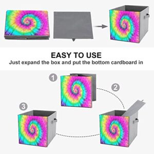 Spiral Tie Dye Large Cubes Storage Bins Collapsible Canvas Storage Box Closet Organizers for Shelves