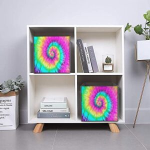 Spiral Tie Dye Large Cubes Storage Bins Collapsible Canvas Storage Box Closet Organizers for Shelves