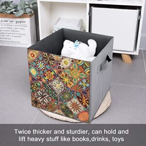 Ethnic Floral Mandala Large Cubes Storage Bins Collapsible Canvas Storage Box Closet Organizers for Shelves