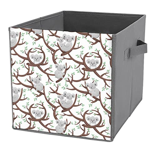 Funny Cartoon Koalas Large Cubes Storage Bins Collapsible Canvas Storage Box Closet Organizers for Shelves