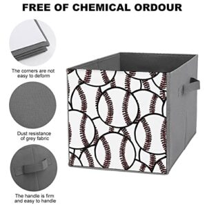 Softball Pattern Large Cubes Storage Bins Collapsible Canvas Storage Box Closet Organizers for Shelves