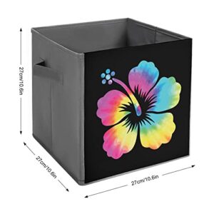 Tie Dye Hibiscus Large Cubes Storage Bins Collapsible Canvas Storage Box Closet Organizers for Shelves