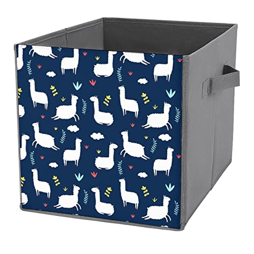 Cute Llama Alpaca Large Cubes Storage Bins Collapsible Canvas Storage Box Closet Organizers for Shelves