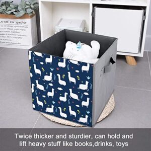 Cute Llama Alpaca Large Cubes Storage Bins Collapsible Canvas Storage Box Closet Organizers for Shelves