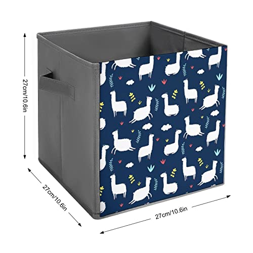 Cute Llama Alpaca Large Cubes Storage Bins Collapsible Canvas Storage Box Closet Organizers for Shelves