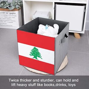 Flag of Lebanon Large Cubes Storage Bins Collapsible Canvas Storage Box Closet Organizers for Shelves