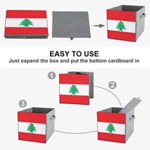 Flag of Lebanon Large Cubes Storage Bins Collapsible Canvas Storage Box Closet Organizers for Shelves