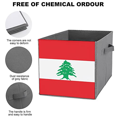 Flag of Lebanon Large Cubes Storage Bins Collapsible Canvas Storage Box Closet Organizers for Shelves