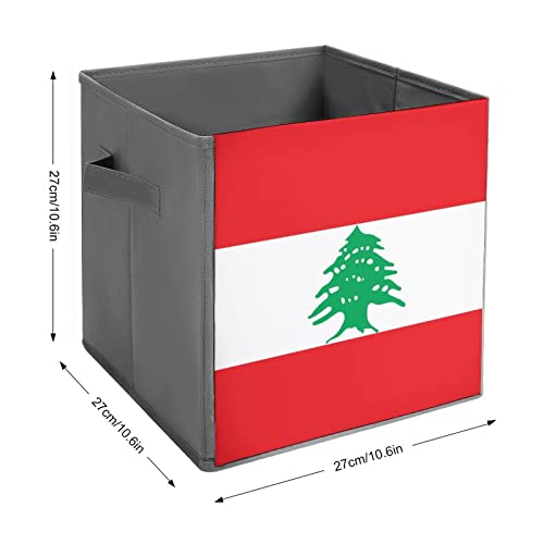 Flag of Lebanon Large Cubes Storage Bins Collapsible Canvas Storage Box Closet Organizers for Shelves