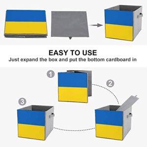 Flag of Ukraine Large Cubes Storage Bins Collapsible Canvas Storage Box Closet Organizers for Shelves