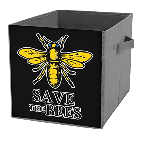 Save The Bees Large Cubes Storage Bins Collapsible Canvas Storage Box Closet Organizers for Shelves