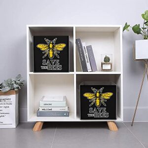 Save The Bees Large Cubes Storage Bins Collapsible Canvas Storage Box Closet Organizers for Shelves