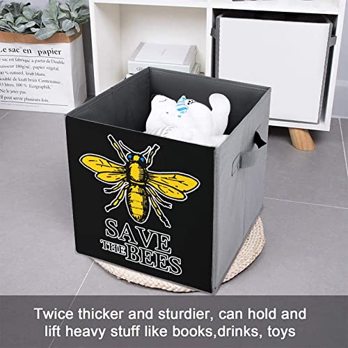 Save The Bees Large Cubes Storage Bins Collapsible Canvas Storage Box Closet Organizers for Shelves