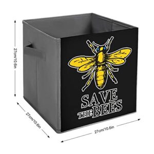 Save The Bees Large Cubes Storage Bins Collapsible Canvas Storage Box Closet Organizers for Shelves