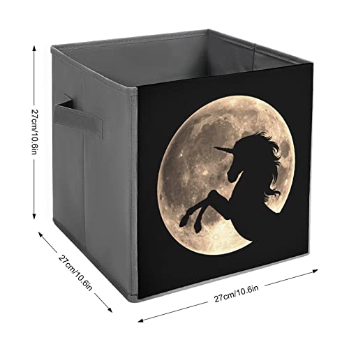 Unicorn with Full Moon Large Cubes Storage Bins Collapsible Canvas Storage Box Closet Organizers for Shelves