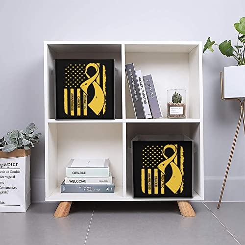 Pediatric Cancer Awareness Flag Large Cubes Storage Bins Collapsible Canvas Storage Box Closet Organizers for Shelves