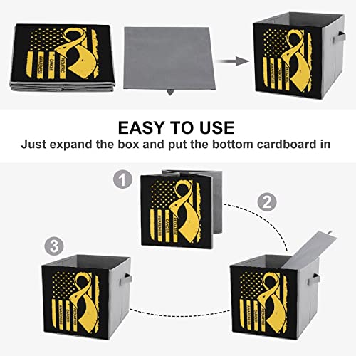 Pediatric Cancer Awareness Flag Large Cubes Storage Bins Collapsible Canvas Storage Box Closet Organizers for Shelves