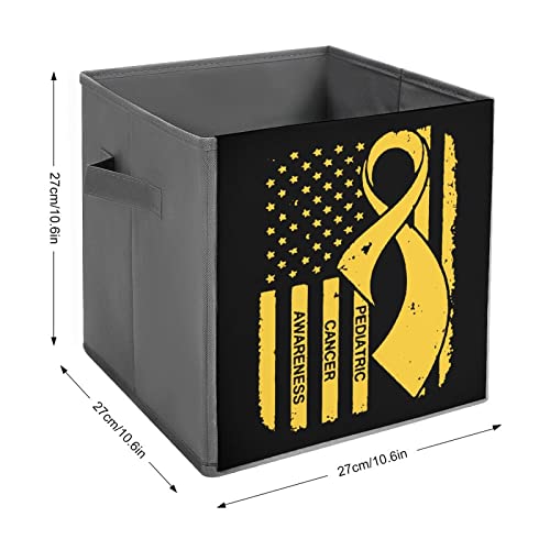 Pediatric Cancer Awareness Flag Large Cubes Storage Bins Collapsible Canvas Storage Box Closet Organizers for Shelves