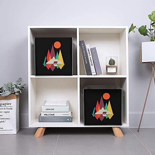 Geometric California Bear Mountain Large Cubes Storage Bins Collapsible Canvas Storage Box Closet Organizers for Shelves