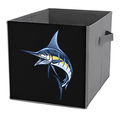 Marlin Fish Large Cubes Storage Bins Collapsible Canvas Storage Box Closet Organizers for Shelves