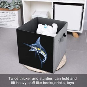 Marlin Fish Large Cubes Storage Bins Collapsible Canvas Storage Box Closet Organizers for Shelves