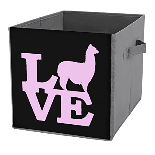 Love Alpaca Large Cubes Storage Bins Collapsible Canvas Storage Box Closet Organizers for Shelves