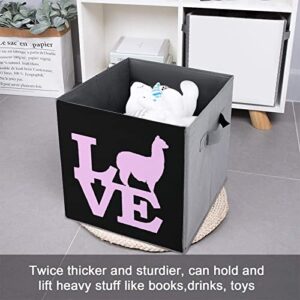 Love Alpaca Large Cubes Storage Bins Collapsible Canvas Storage Box Closet Organizers for Shelves