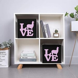 Love Alpaca Large Cubes Storage Bins Collapsible Canvas Storage Box Closet Organizers for Shelves