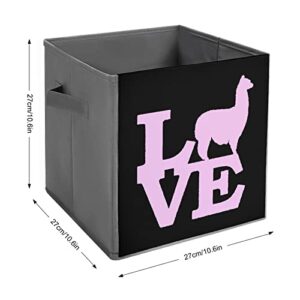 Love Alpaca Large Cubes Storage Bins Collapsible Canvas Storage Box Closet Organizers for Shelves