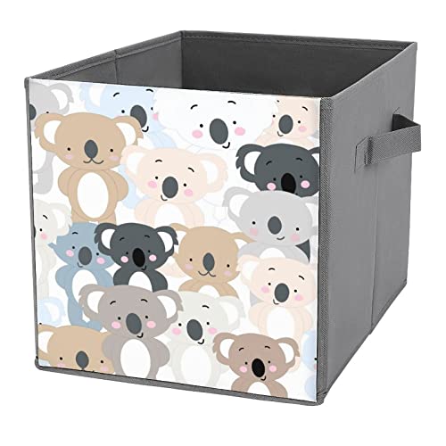 Funny Koala Bear Large Cubes Storage Bins Collapsible Canvas Storage Box Closet Organizers for Shelves