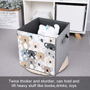 Funny Koala Bear Large Cubes Storage Bins Collapsible Canvas Storage Box Closet Organizers for Shelves