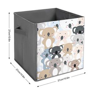 Funny Koala Bear Large Cubes Storage Bins Collapsible Canvas Storage Box Closet Organizers for Shelves